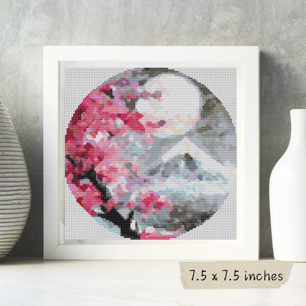 Pink Blossoms Circular Cross Stitch Pattern