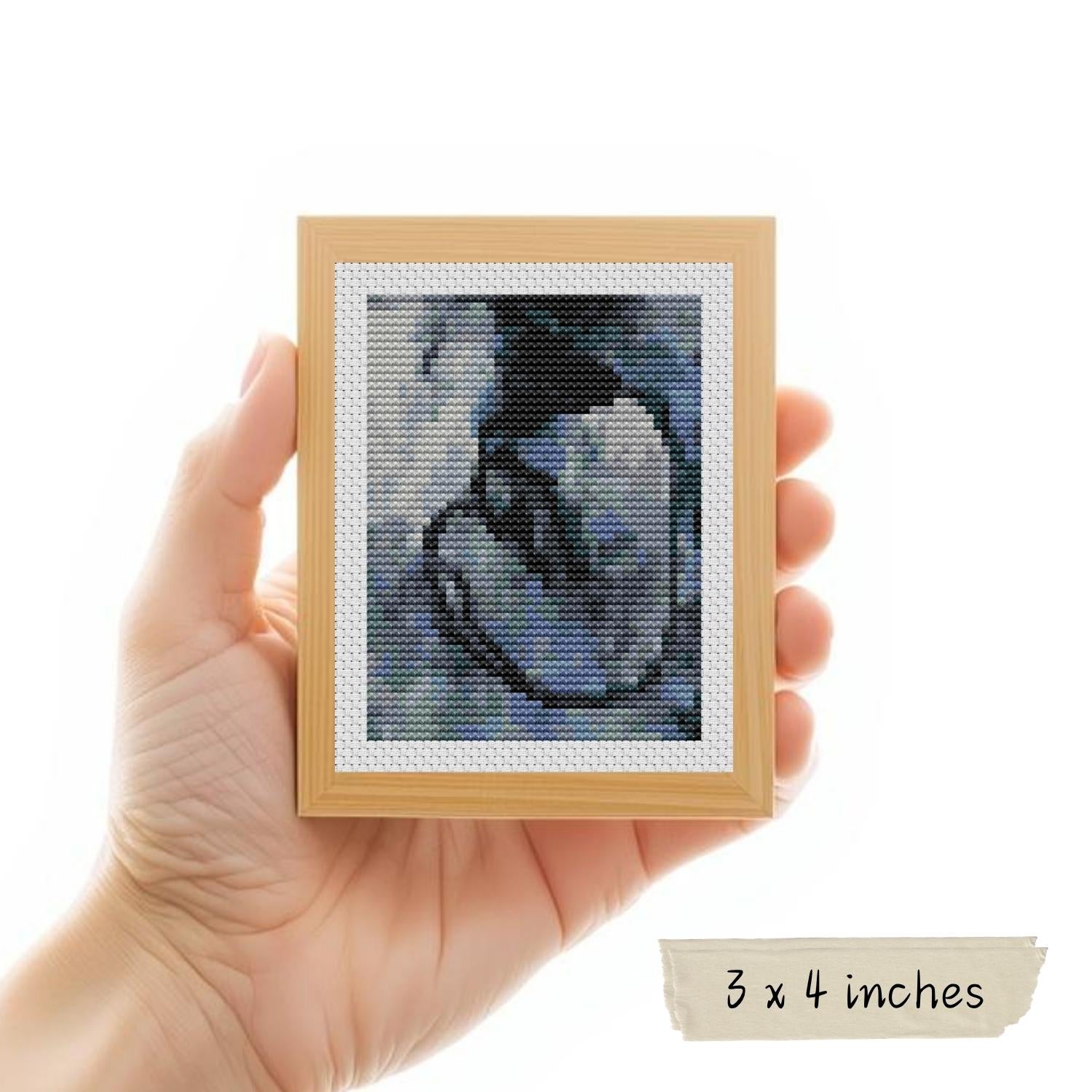 Blue Nude Picasso Mini Cross Stitch Pattern | 3x4 PDF